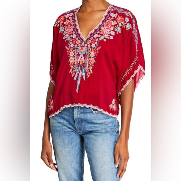 Johnny Was | Tops | Johnny Was Klarah Top In A Deep Red Color | Poshmark